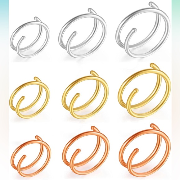 Jewelry | Double Nose Ring For Single Piercing Twist Nose Ring Hoop ...